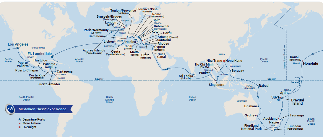 Princess Cruises 2026 World Cruise on Coral Princess, RT Los Angeles ...